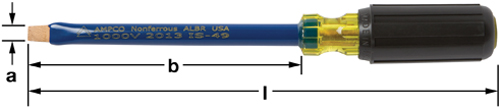 Insulated Flat Head Screwdriver; 1000V; AMPCO IS-49; Beryllium Copper ...