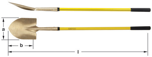 Round Point Shovel; Long Fiberglass Handle; 56-1/2 inch length, AMPCO S ...