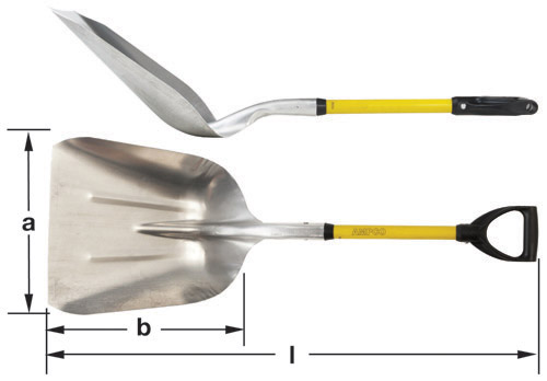 Aluminum Scoop Shovel; D-Grip Fiberglass Handle; 40 inch length, AMPCO ...