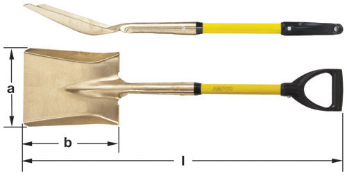 Square Point Shovel, D-Grip; 37 inch length; AMPCO S-84FG; Aluminum ...