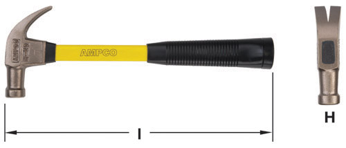 Claw Hammer, Non-Sparking, Non-Magnetic, AMPCO, Made in USA